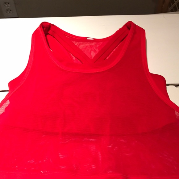 lululemon athletica | Tops | Red Lululemon Mesh Panel Tank With Build ...
